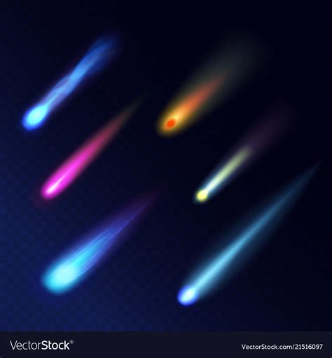 Realistic Detailed 3d Meteorites Comets Different Vector Image
