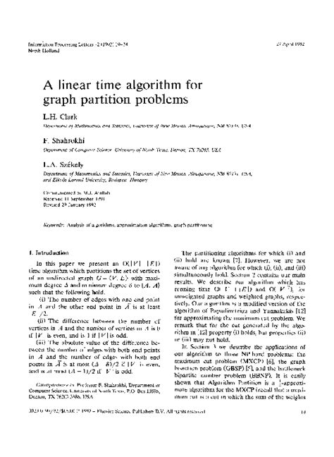Pdf A Linear Time Algorithm For Graph Partition Problems Laszlo