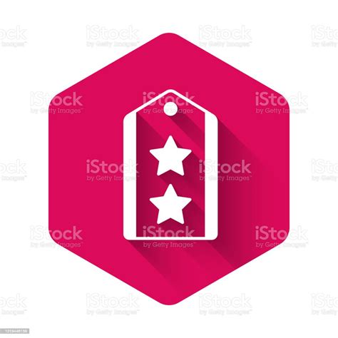 白色軍銜圖示與長陰影背景隔離軍徽標誌粉紅色六邊形按鈕向量向量圖形及更多一個物體圖片 一個物體 中士 互聯網 Istock
