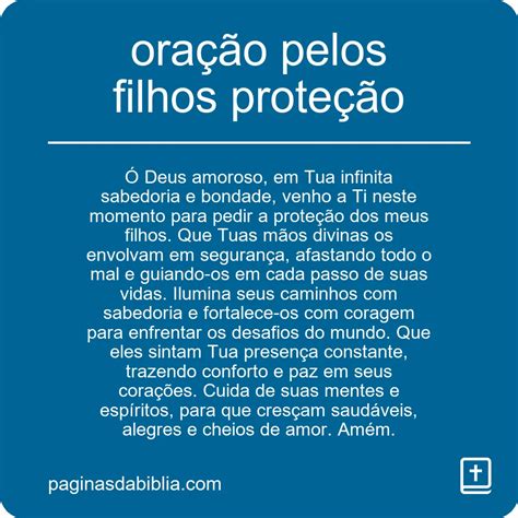 Oração Poderosa Pelos Filhos Proteção Espiritual Páginas Da Bíblia Pdb