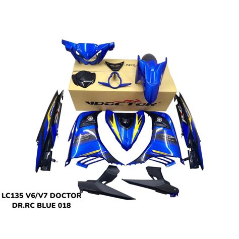 Coverset Bodyset Yamaha Lc Lc135 V6 V7 Dr Exciter Rc Blue Biru Stripe
