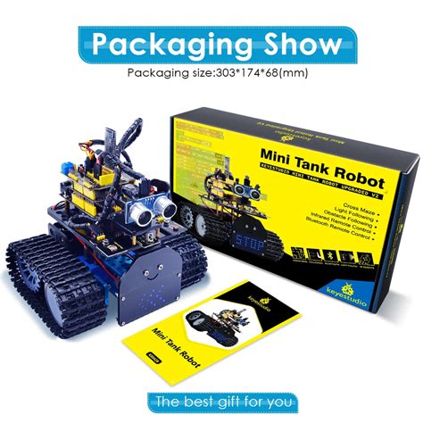 New Keyestudio Diy Mini Tank V Smart Robot Car Kit For Arduino Stem