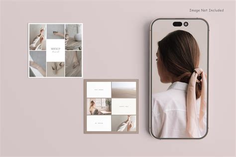 최소 전화 및 인스 타 그램 게시물 모형 프리미엄 Psd 파일