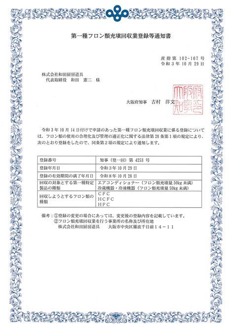 フロンガス回収和田厨房道具