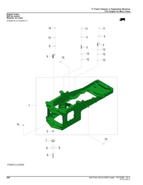 John Deere 644 P Tier Loaders Sn 1dw644pa L18490 Parts Catalog