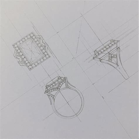 Technical Ring Design Jewelry Design Drawing Jewelry Illustration