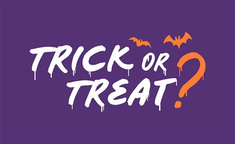 Trick Or Treat Desain Huruf Dengan Kelelawar Terbang Kartu Halloween