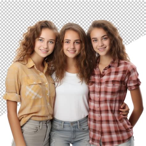 Premium Psd Three Girls Posing For A Photo With One Wearing A Shirt That Says The One With The
