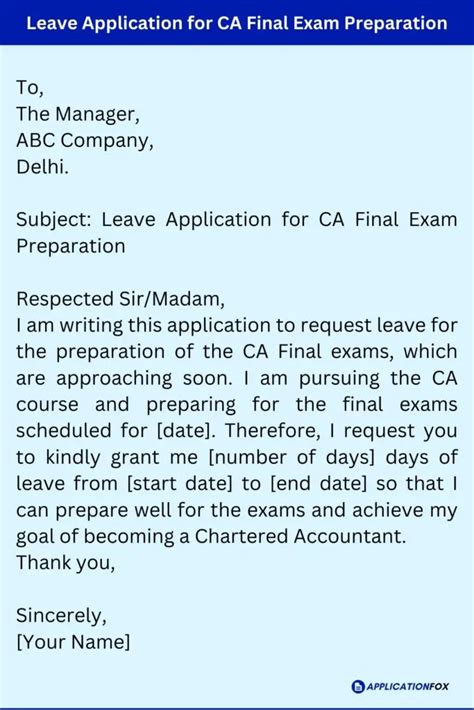 6 Samples Leave Application For Exam Preparation