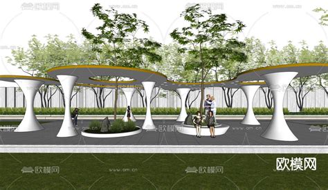 现代异形廊架小品su模型下载id12045874sketchup模型下载 欧模网