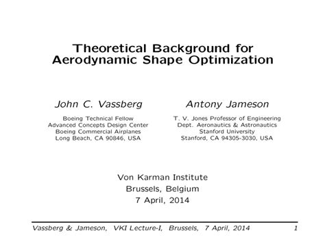 [ppt] Theoretical Background For Aerodynamic Shape Optimization John C Powerpoint