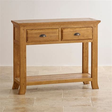 Rustic Oak Console Table With Drawers