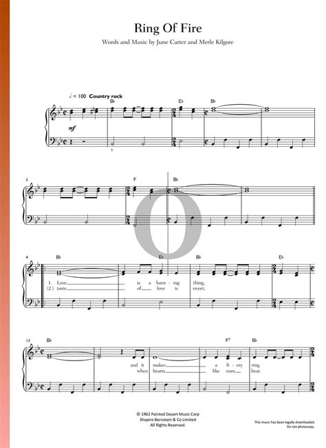 Ring Of Fire Johnny Cash Sheet Music