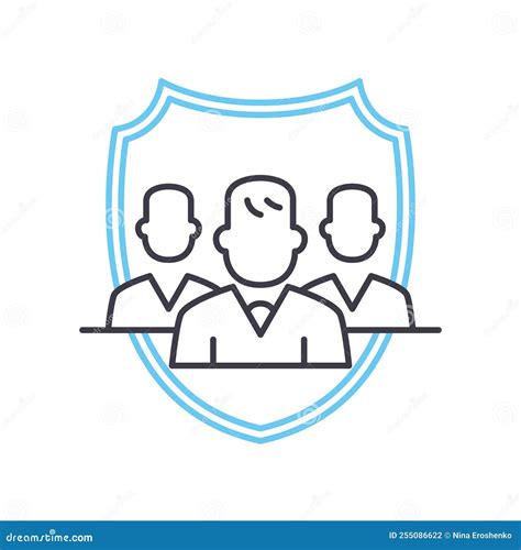 Data Protection Team Line Icon Outline Symbol Vector Illustration