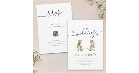 Dinosaur Wedding T Rex Bride And Groom Invitation Zazzle