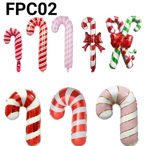 Jual Fpc02 Balon Foil Permen Christmas Candy Cane Lolipop Merah Hijau