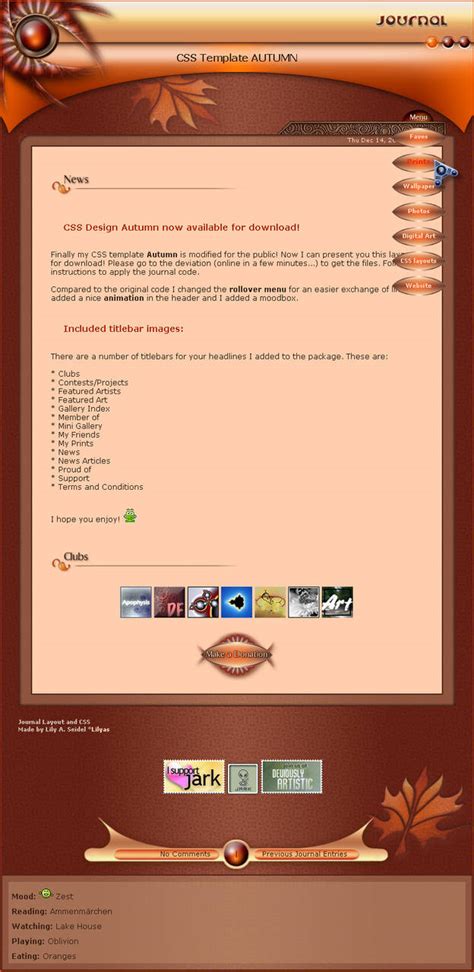 Autumn Css Template By Lilyas On Deviantart