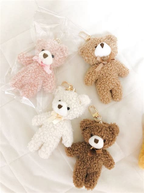 [120판매] 무료배송 뽀글이 곰키링 가방 열쇠고리 아이디어스