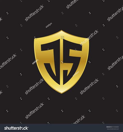 Initial Letters Js Shield Shape Gold Stock Vector Royalty Free