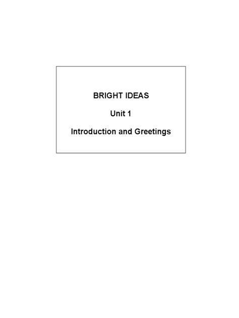 Unit 1 Introductions And Greetings Pdf Linguistics
