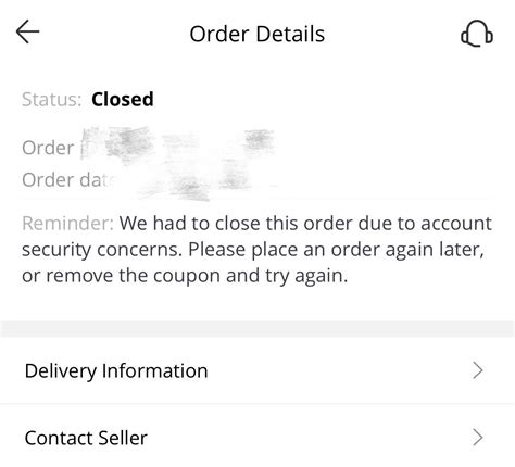 We Had To Close This Order Due To Account Security Concerns Please