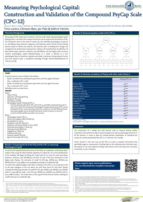 Pdf Measuring Psychological Capital Construction And Validation Of