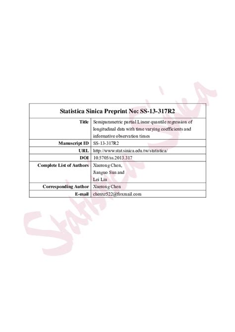 Pdf Semiparametric Partial Linear Quantile Regression Of Longitudinal Data With Time Varying