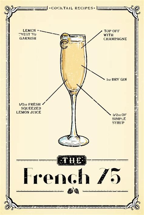 Prohibition Cocktail Recipe French 75 Art And Giclee Prints