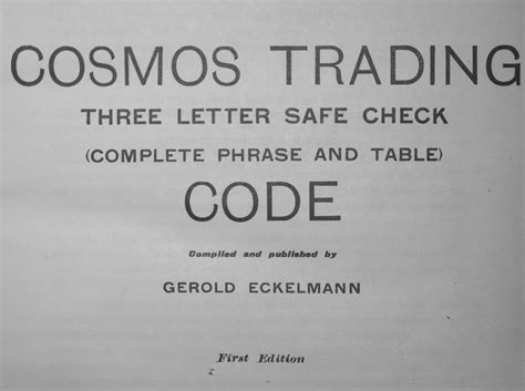 External Figure 20 Cosmos Trading Three Letter Safe Check Code