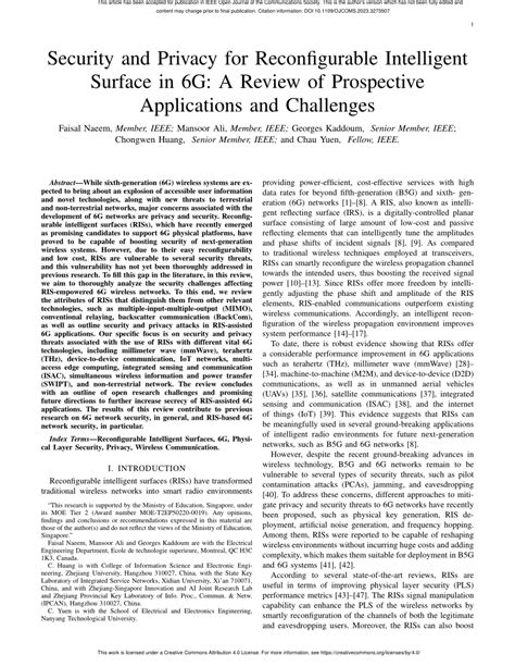 Pdf Security And Privacy For Reconfigurable Intelligent Surface In 6g A Review Of Prospective