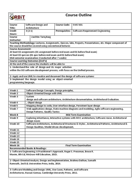 Software Design And Architecture Swe 501 Pdf Design Unified Modeling Language