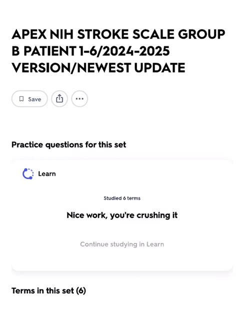 APEX NIH STROKE SCALE GROUP B PATIENT 1 6 VERSION NEWEST UPDATE APEX NIH STROKE SCALE GROUP B