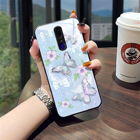 ผีเสื้อ เคส กระจก Oppo A9x A96 A95 A94 A93 A92 A9 2020 A5 A83 A72 A77s A77 A76 A74 A35 A7 A5s
