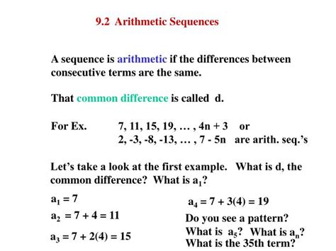 Ppt Arithmetic Sequences And Partial Sums Powerpoint Presentation