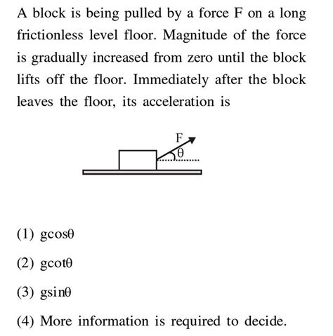 a block is being pulled by a force f on a long frictionless level floor