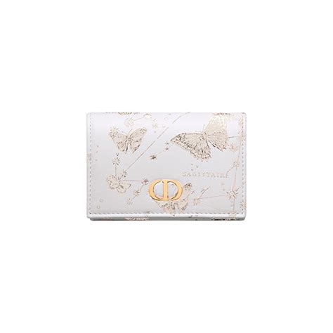 디올 카로 글라이신 지갑 화이트 골드 톤 버터플라이 조디악 프린트 Dior Kream