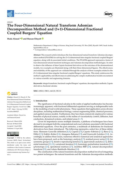 Pdf The Four Dimensional Natural Transform Adomian Decomposition