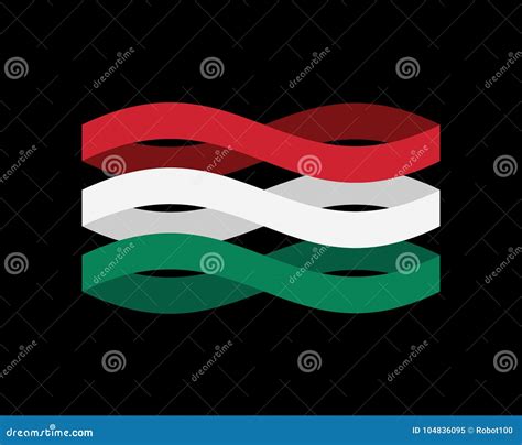 Hungary Flag Ribbon Isolated Hungarian Symbol National Tape Stock