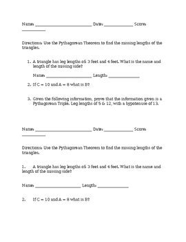 Pythagorean Theorem Quiz By Nicholas Woo TPT