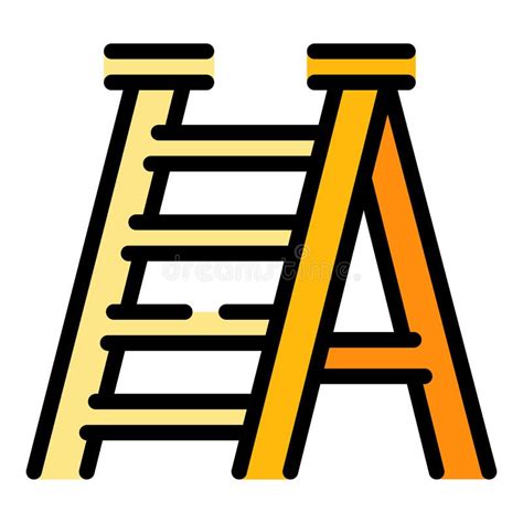 Step Ladder Icon Outline Vector Metal Up Stock Vector Illustration
