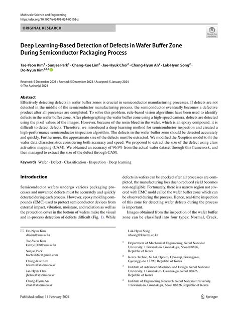 Pdf Deep Learning Based Detection Of Defects In Wafer Buffer Zone During Semiconductor