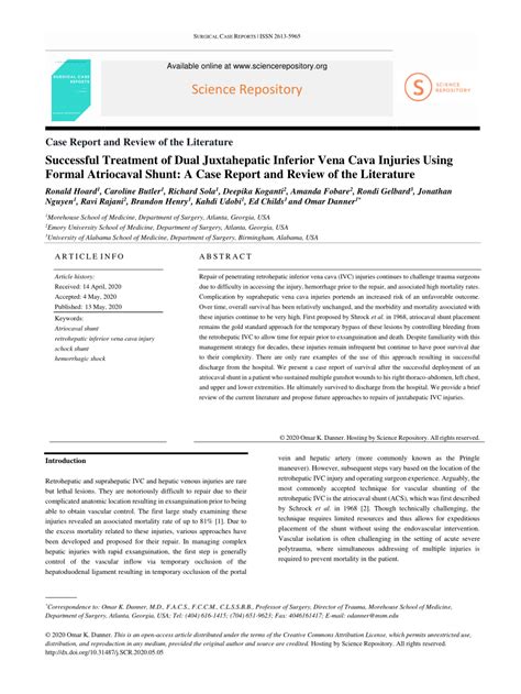 Pdf Successful Treatment Of Dual Juxtahepatic Inferior Vena Cava