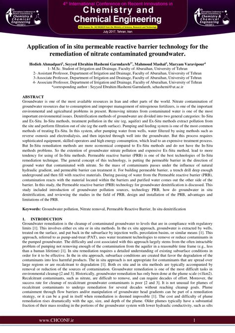 [pdf] Application Of In Situ Permeable Reactive Barrier Technology For The Remediation Of