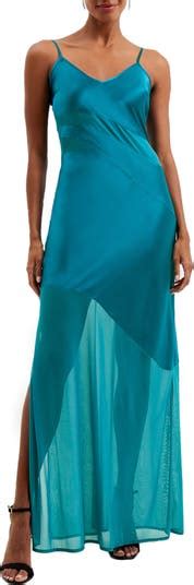 French Connection Inu Satin And Mesh Slipdress Nordstrom