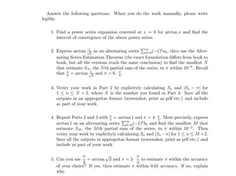 Solved Answer The Following Questions When You Do The Work Chegg