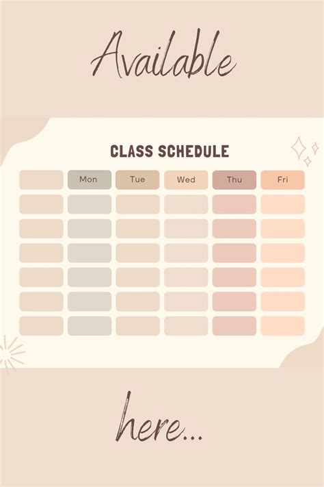 Colorful Muted Tones Class Schedule In 2024 Class Schedule Template