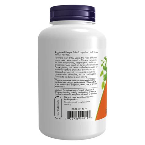 Now Foods Panax Ginseng Extract 250 Veg Capsules Dailyvita