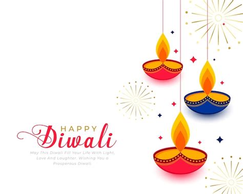 Free Vector Colorful Hanging Diwali Diya On White Background With