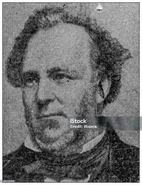 유명한 사람들의 골동품 초상화 공원 벤자민 1890년에 대한 스톡 벡터 아트 및 기타 이미지 1890년 19세기 19세기
