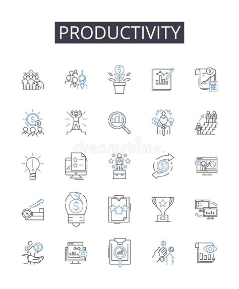 Productivity Line Icons Collection Efficiency Efficacy Effectiveness